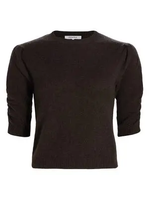 FRAME Ruched Sleeve Cashmere-wool Sweater Americano