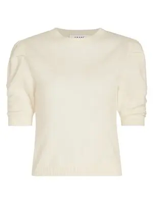 FRAME Ruched Sleeve Cashmere-wool Sweater Cream