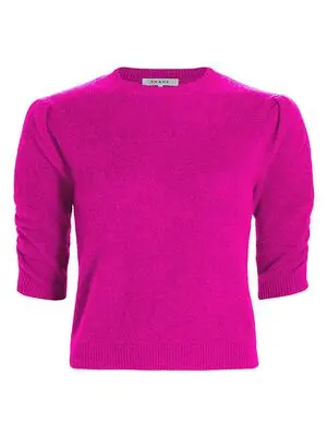 FRAME Ruched Sleeve Cashmere-wool Sweater Magenta