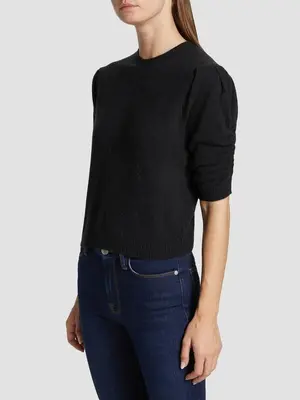FRAME Ruched Sleeve Cashmere-wool Sweater - Noir