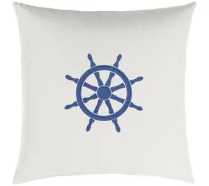 SORRA HOME Sunbrella Indoor/outdoor Embroidered Ship Wheel Pillow - One-color