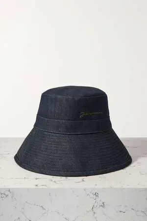 Jacquemus Le Bob Linu Oversized Embroidered Denim Bucket Hat