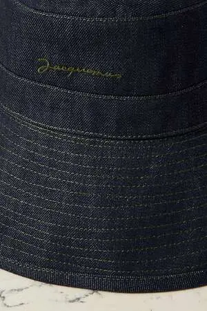 Jacquemus Le Bob Linu Oversized Embroidered Denim Bucket Hat