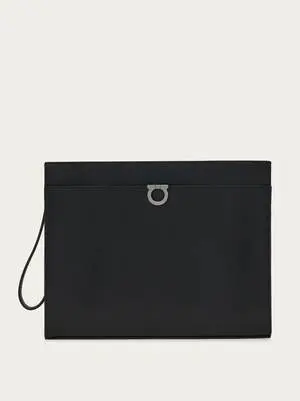 FERRAGAMO Gancini Pouch - Black