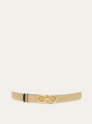 FERRAGAMO Adjustable And Reversible Gancini Belt Beige