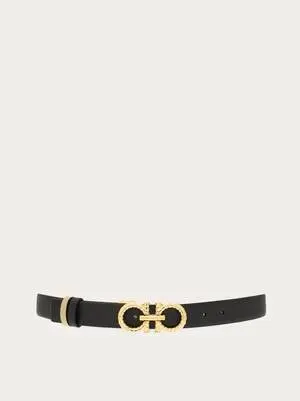 FERRAGAMO Adjustable And Reversible Gancini Belt Black