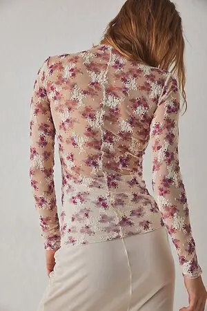Free People Lady Lux Printed Layering Top - Ivory Combo