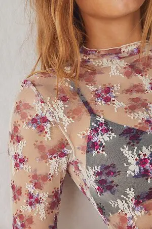 Free People Lady Lux Printed Layering Top - Ivory Combo