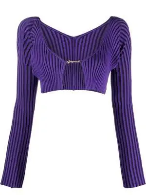 Jacquemus La Maille Pralu Cropped Cardigan - Purple