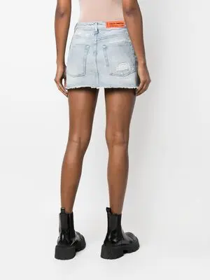 Heron Preston Distressed Denim Mini Skirt