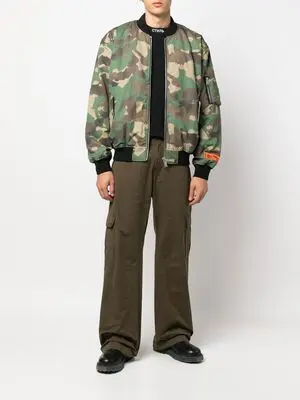 Heron Preston Camouflage Print Bomber Jacket - Green