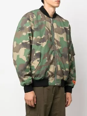 Heron Preston Camouflage Print Bomber Jacket - Green