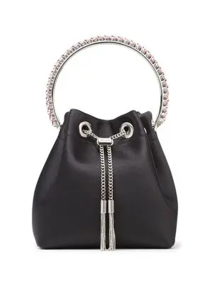 JIMMY CHOO Crystal-embellished Satin Bag - Black