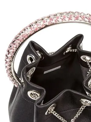 JIMMY CHOO Crystal-embellished Satin Bag - Black
