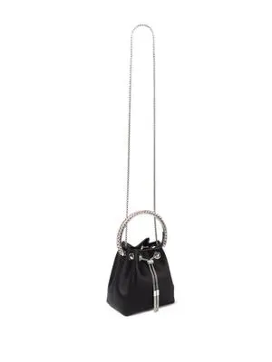 JIMMY CHOO Crystal-embellished Satin Bag - Black