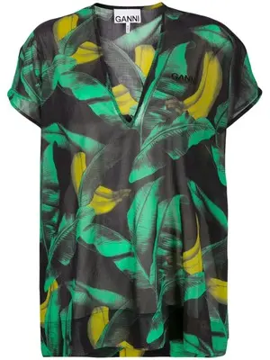 GANNI Banana Tree-print Beach Kaftan