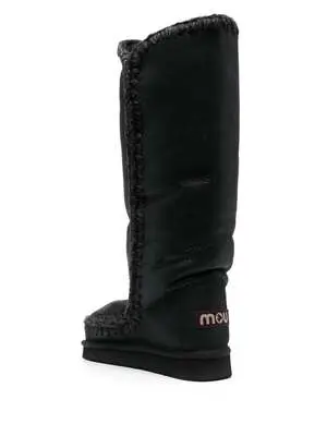 Mou Whipstitch-trim Shearling-lined Boots - Grey