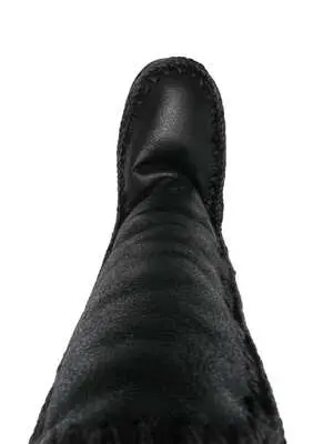 Mou Whipstitch-trim Shearling-lined Boots - Grey