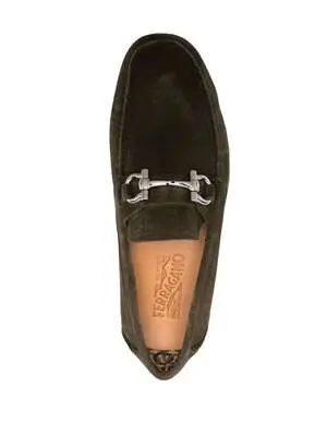 FERRAGAMO Horsebit Driver Loafers - Green