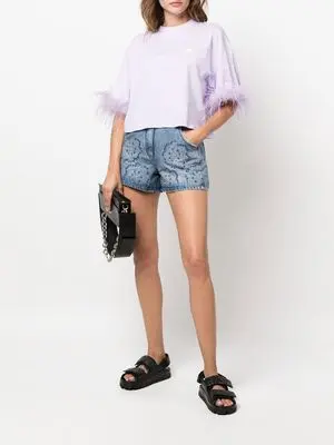 Maje Crystal-embellished Denim Shorts