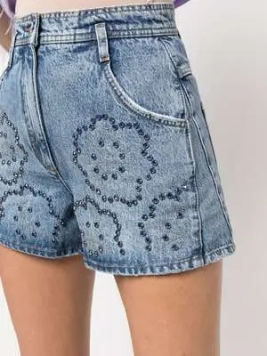 Maje Crystal-embellished Denim Shorts