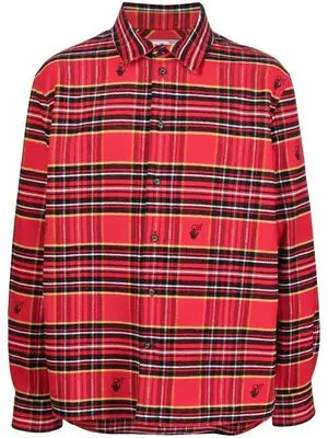 Off-White Tartan-check Logo-embroidered Shirt - Red