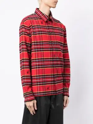 Off-White Tartan-check Logo-embroidered Shirt - Red