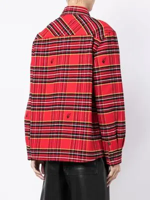 Off-White Tartan-check Logo-embroidered Shirt - Red