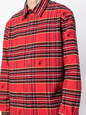 Off-White Tartan-check Logo-embroidered Shirt - Red