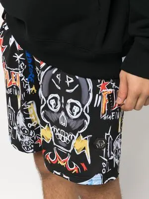 Philipp Plein Graphic Print Track Shorts