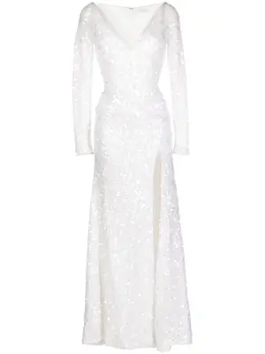 Rachel Gilbert Fluer Sequin-embellished Gown - White