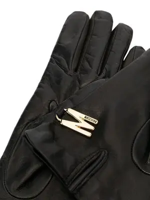 Moschino Logo-plaque Leather Gloves