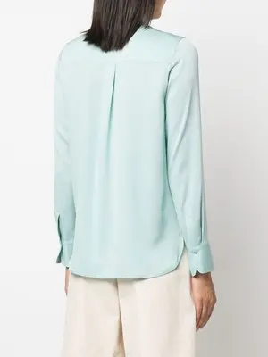 Vince Stretch-silk Buttoned Shirt - Blue