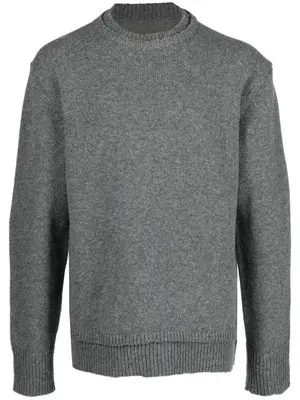 MAISON MARGIELA Elbow-patch Knitted Sweater - Grey