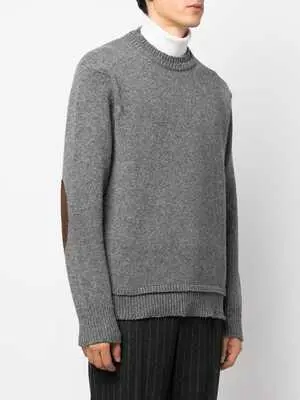 MAISON MARGIELA Elbow-patch Knitted Sweater - Grey
