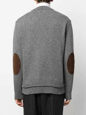 MAISON MARGIELA Elbow-patch Knitted Sweater - Grey
