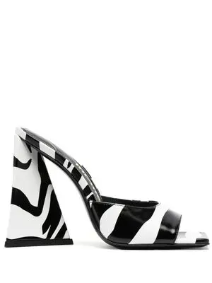Attico Devon Zebra-print Sandals - Black
