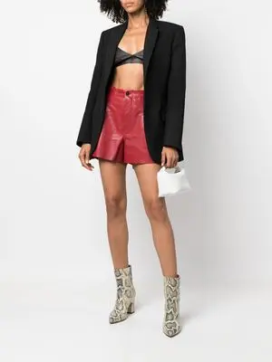 THE MANNEI High-rise Leather Biker Shorts