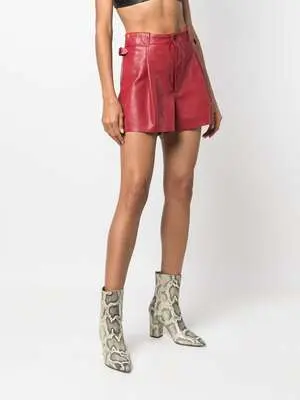 THE MANNEI High-rise Leather Biker Shorts