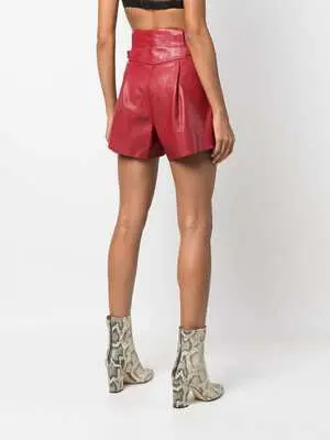 THE MANNEI High-rise Leather Biker Shorts