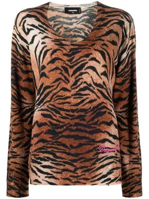 Dsquared2 Leopard-print Knitted Jumper
