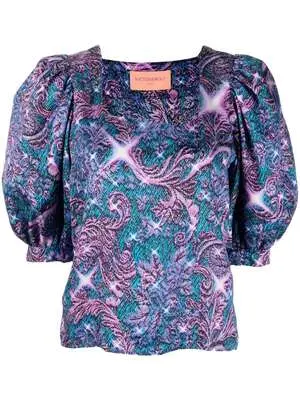 Viktor & Rolf Brocade-effect Print Puff-sleeve Blouse