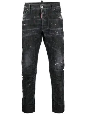 Dsquared2 Distressed Straight-leg Jeans - Black