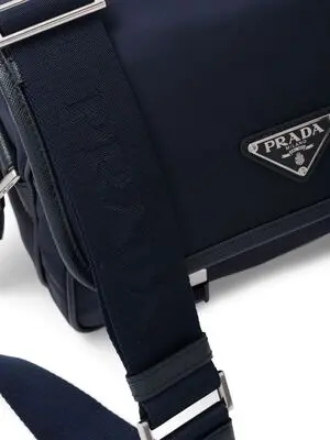 Prada Re-nylon And Saffiano Leather Shoulder Bag - Blue