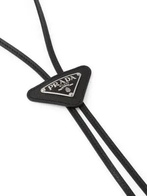 Prada Triangle-logo Leather Bolo Tie - Black