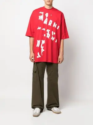 Marni Logo-print Cotton T-shirt - Red