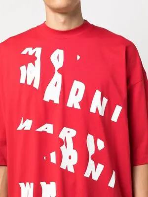 Marni Logo-print Cotton T-shirt - Red