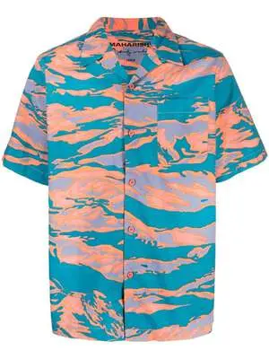 MAHARISHI Graphic-print Camp-collar Shirt - Orange