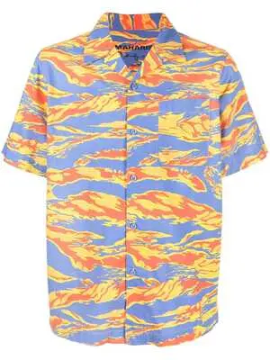 MAHARISHI Graphic-print Camp-collar Shirt - Blue
