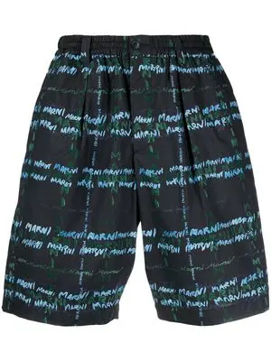 Marni Logo Printed Wide Shorts
